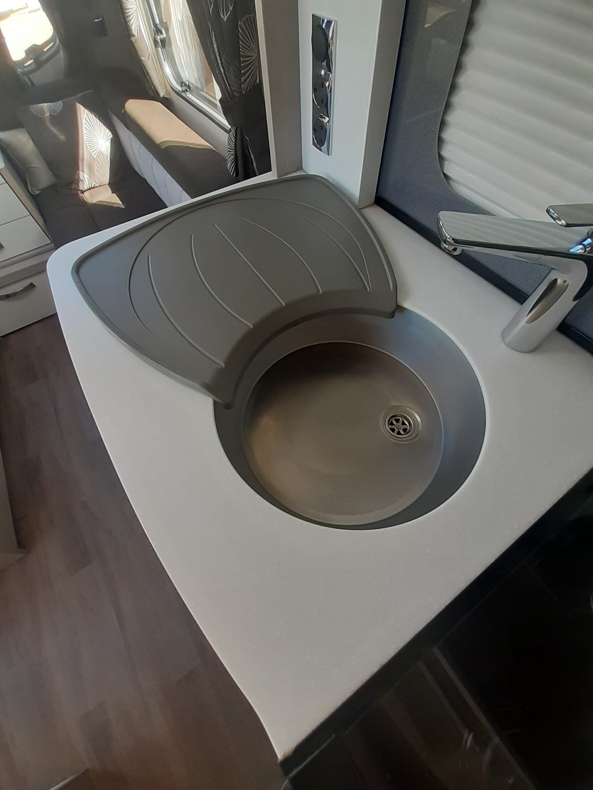 Grey Draining Board Swift Sterling Abbey Caravan Drainer Circular Sink ...
